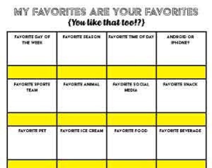 Fun Team Building Icebreaker: My Favorites Are Your Favorites! You Like ...
