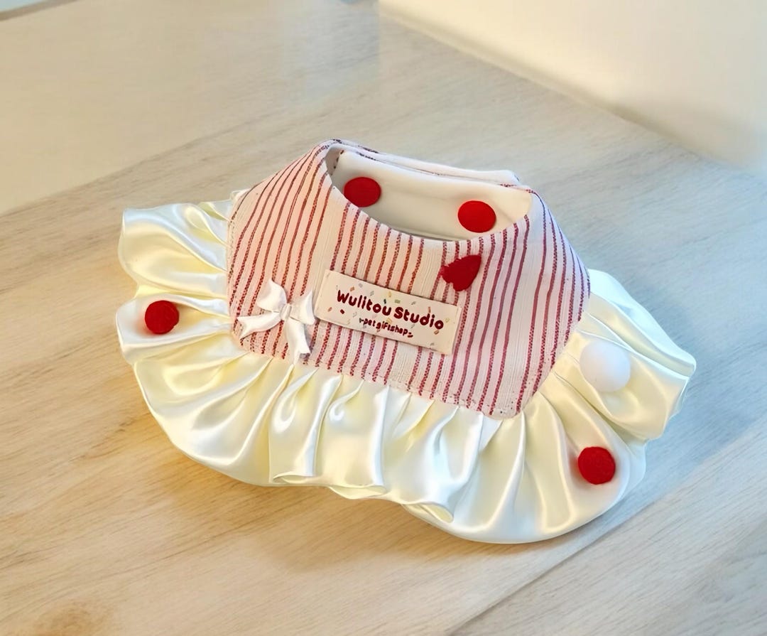 Elegant Pet Bib With Satin Ruffles and Red Heart Embellishments Perfect ...