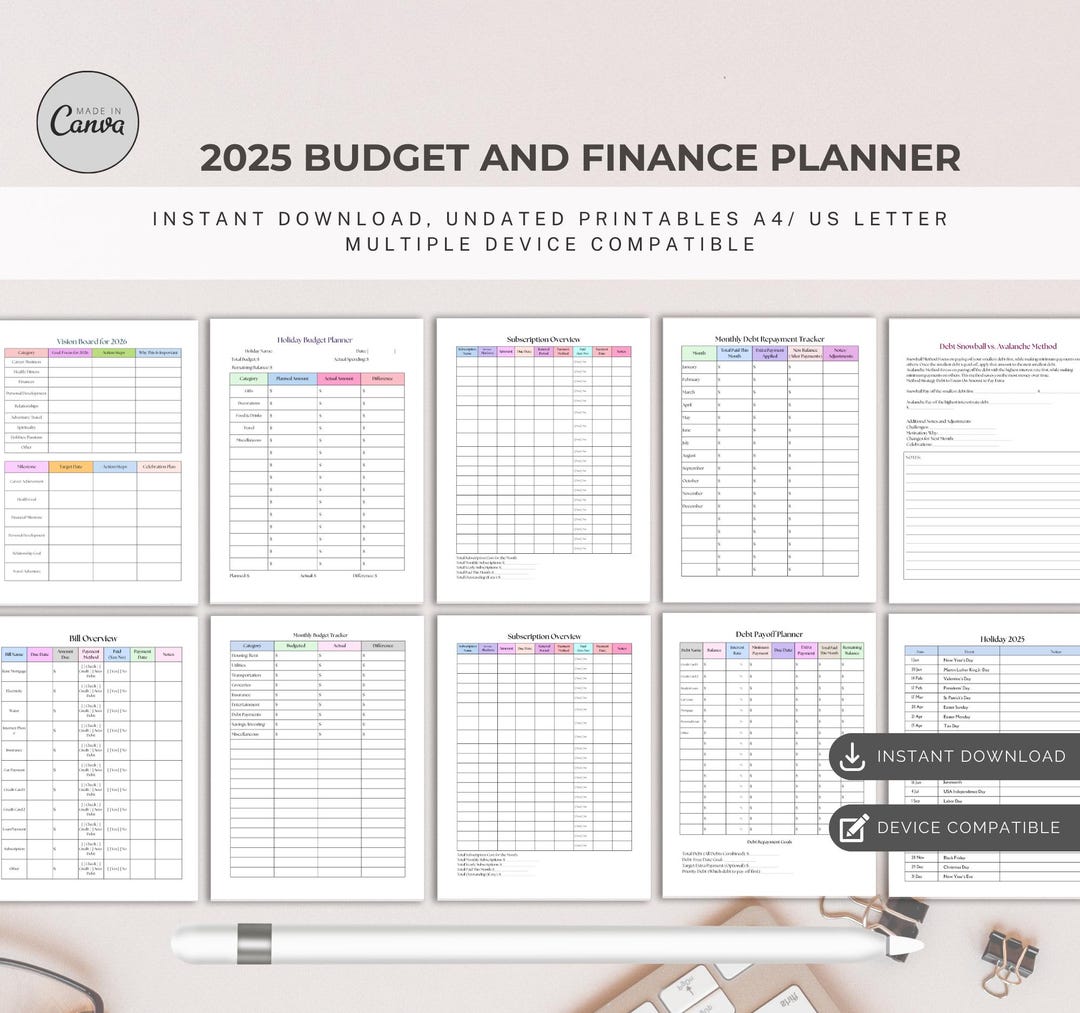 Colorful Budget Planner Printable Monthly Budget Tracker Financial ...