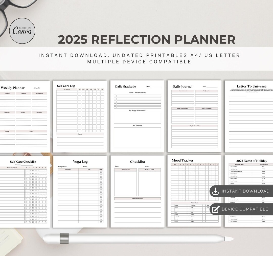 2025 Reflection Planner | Printable Reflection Journal | Goal Setting ...