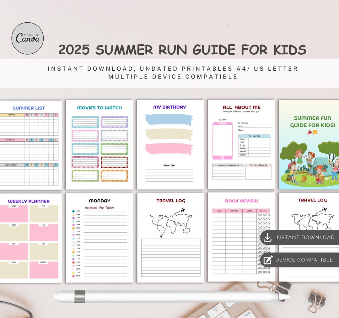 Summer Planner for Kids Printable Summer Schedule Planner Fun ...