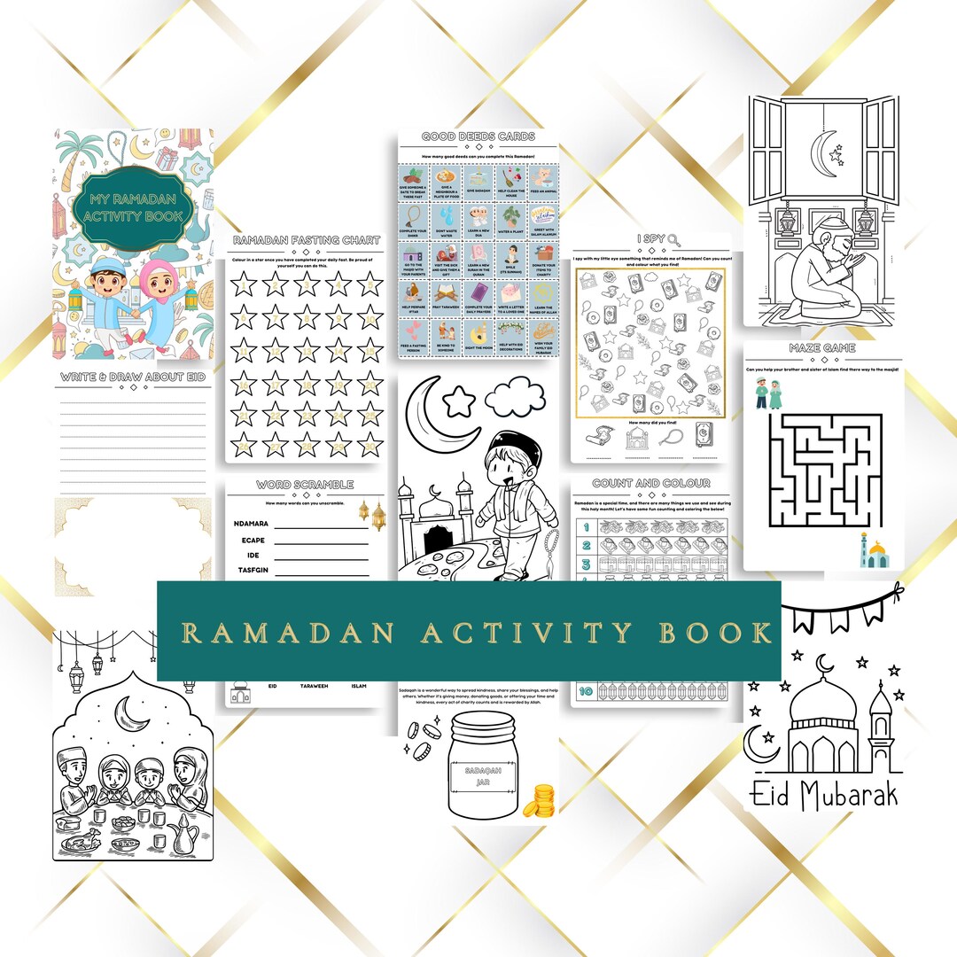 Ramadan Activity Book Kids Fasting Chart Muslim Education Eid Coloring ...
