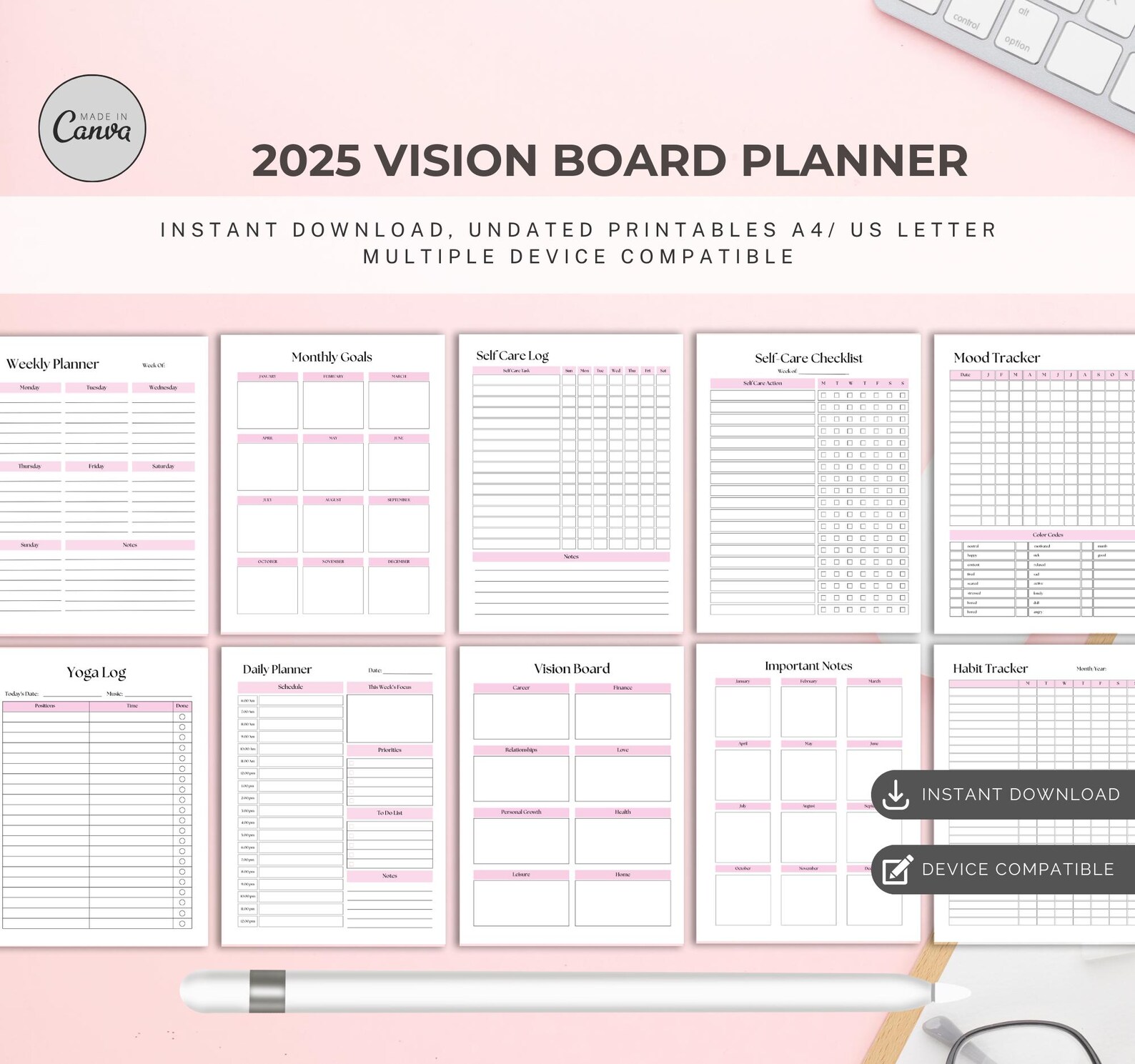 2025 Vision Board Planner | Goal Setting and Vision Board Template ...