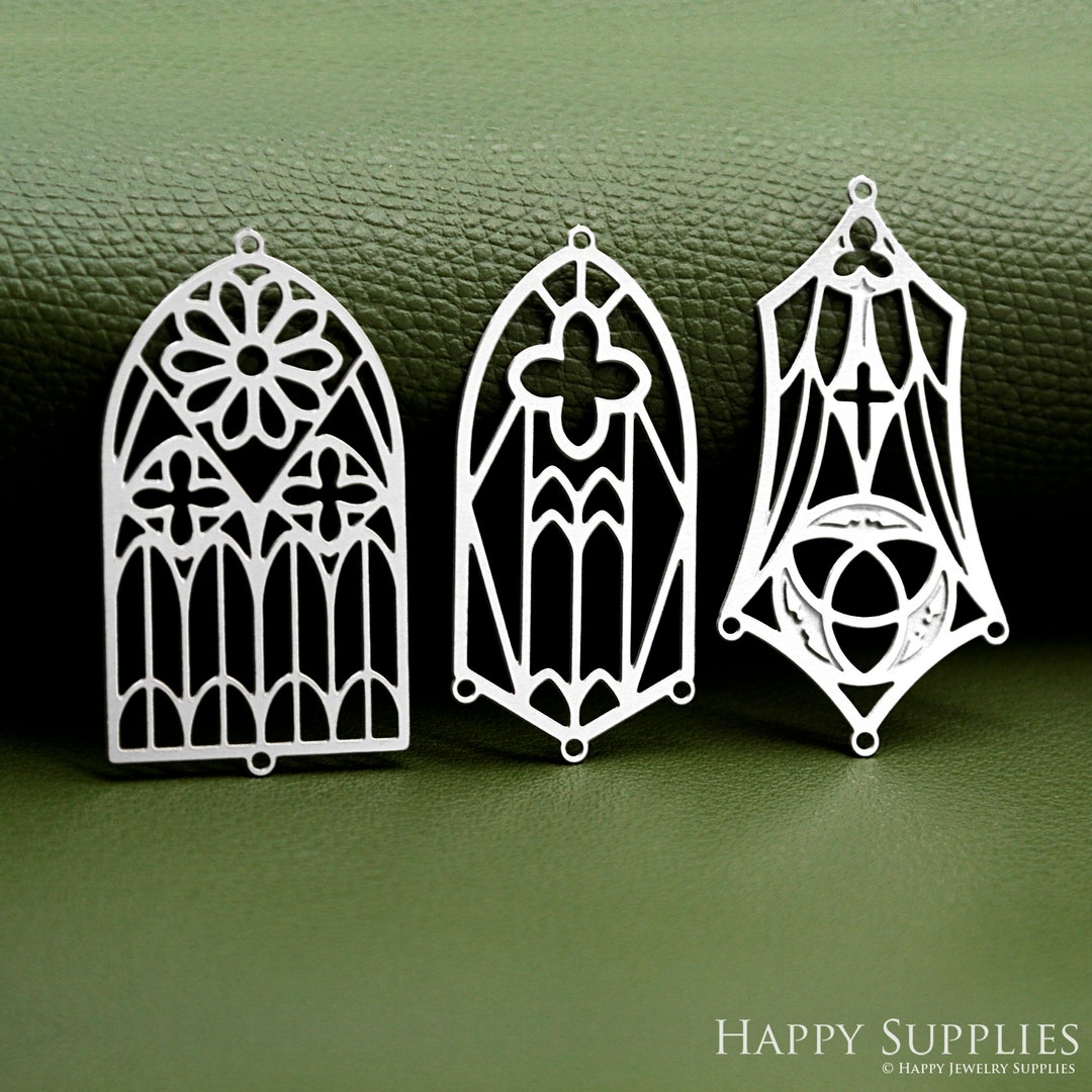 Gothic Cathedral Window Etched Stainless Steel Charms,corroded Window ...