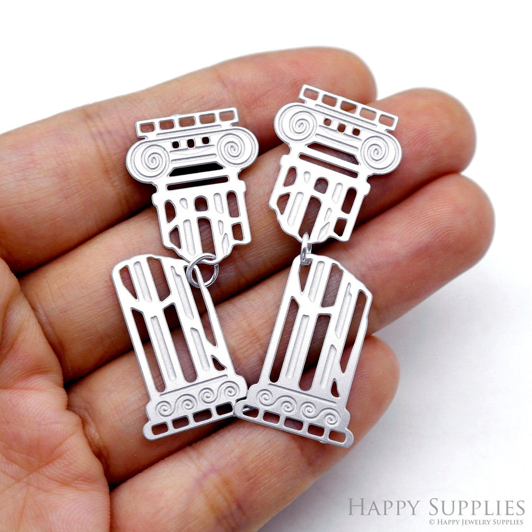4pcs(1set) Antique Greek Etched Stainless Steel Charms, Corroded ...