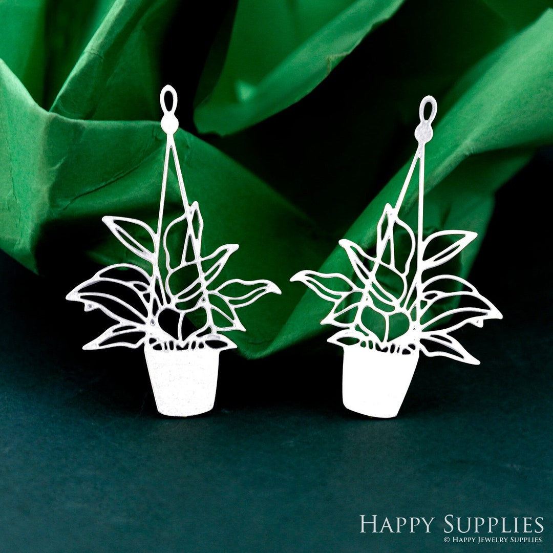 Stainless Steel Charms, Potted Plant Charms, Leaf Earrings Charms ...