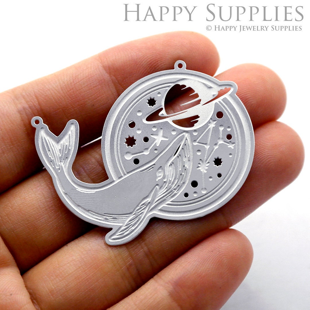 Hand Etched Stainless Steel Charms, Corroded Geometry Charms, Dolphin ...