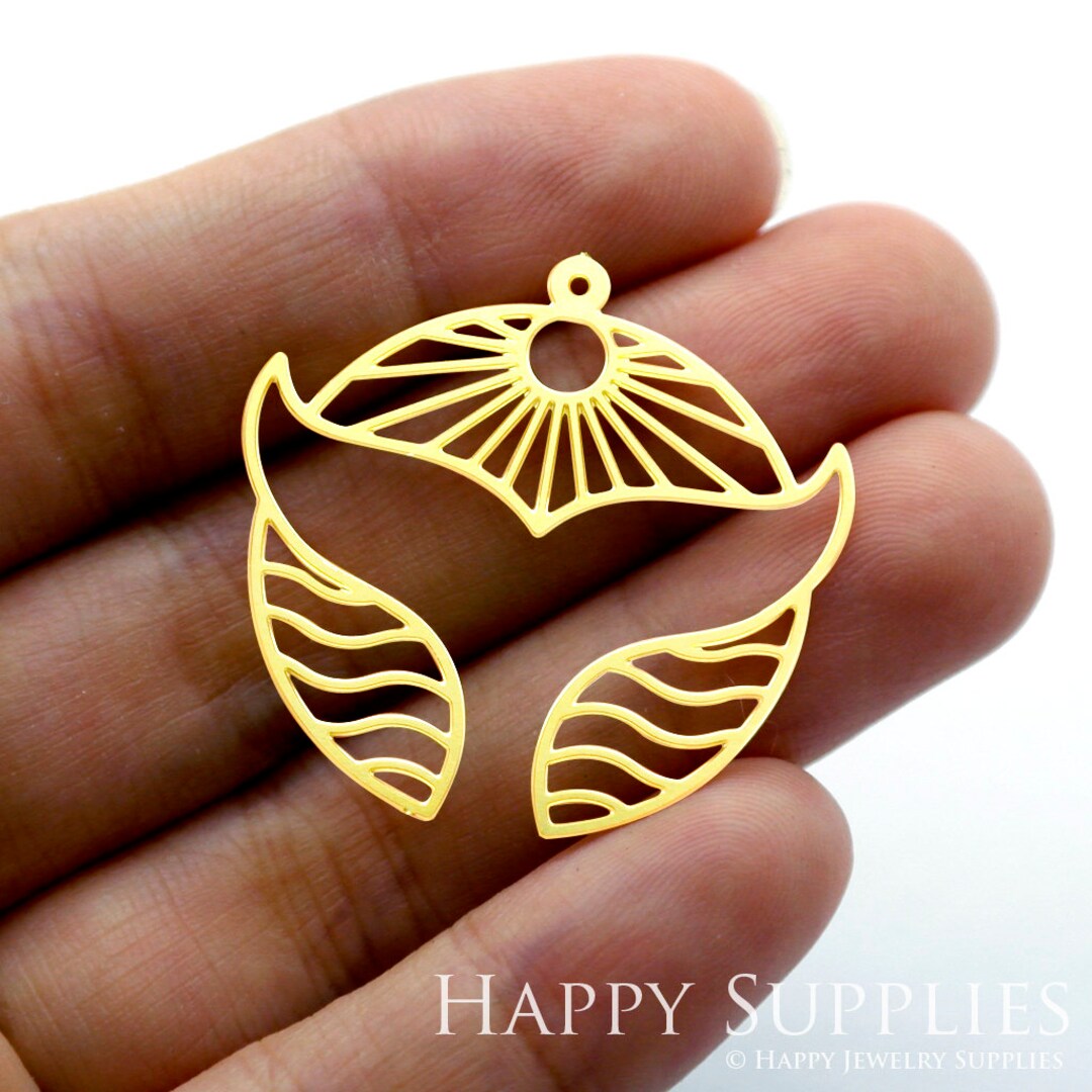 Raw Brass Charms, Fish Tail Pendants, Brass Findings,necklace Pendants ...