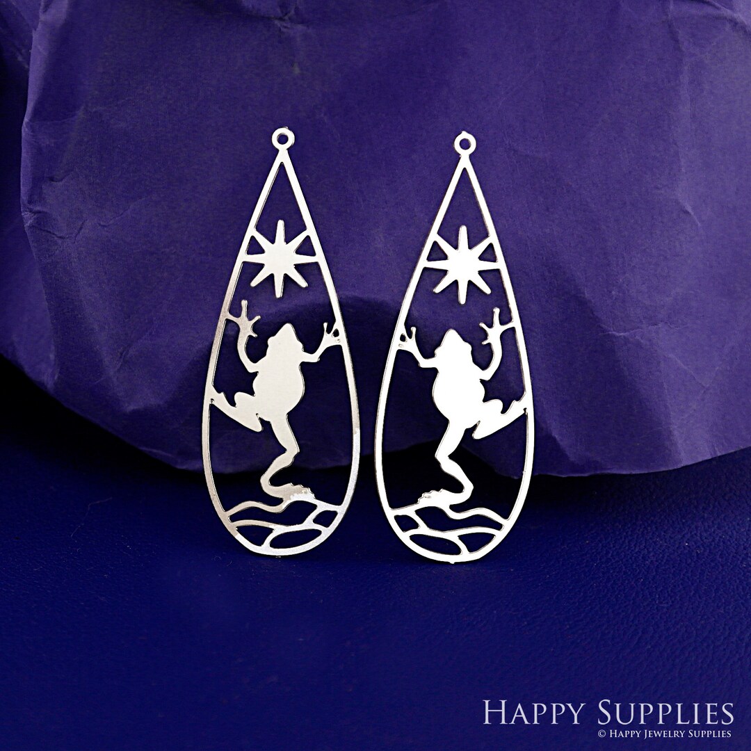 Stainless Steel Frog Charm, Frog Pendant, Frog Earring Charm, Earrings ...