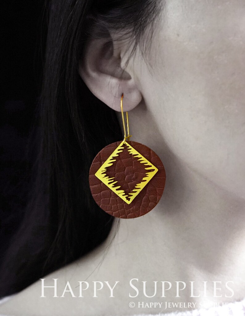 Raw Brass Creative Geometric Round Shape Charm / Pendant Fit | Etsy