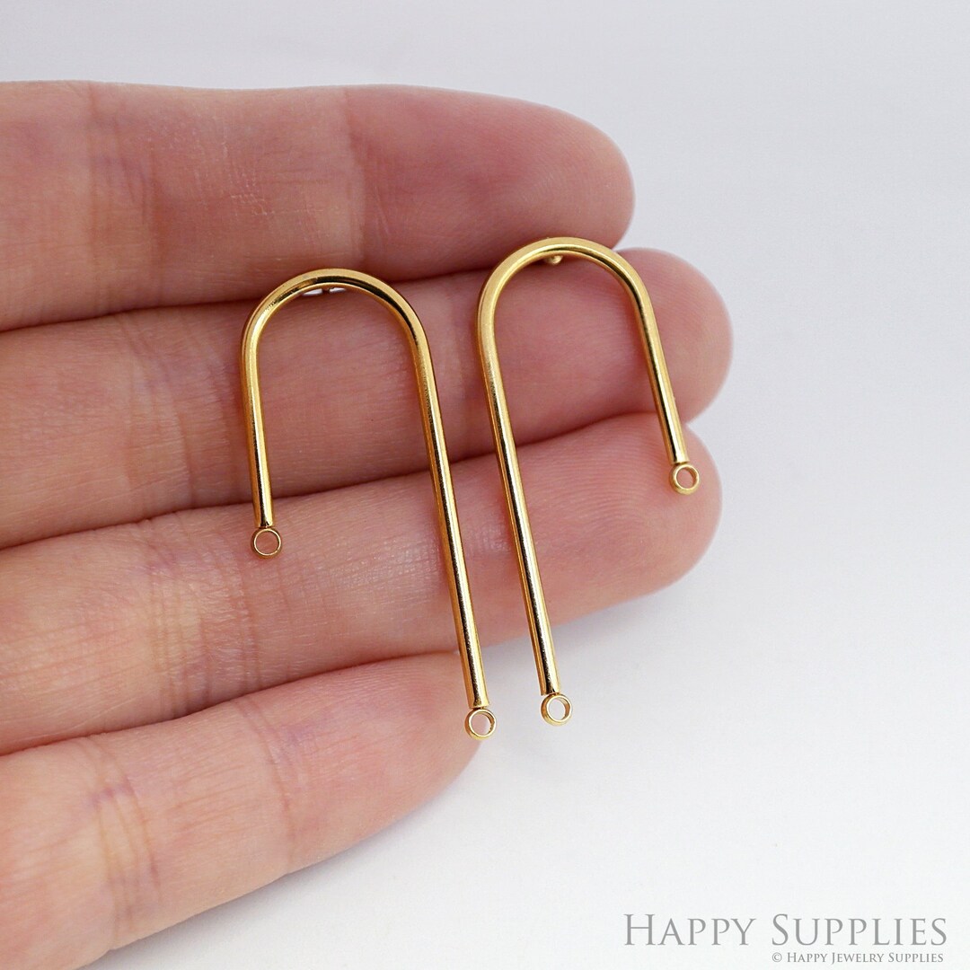 Stainless Steel U Shape Earring Posts - 18K Gold Plated Stud Earrings ...