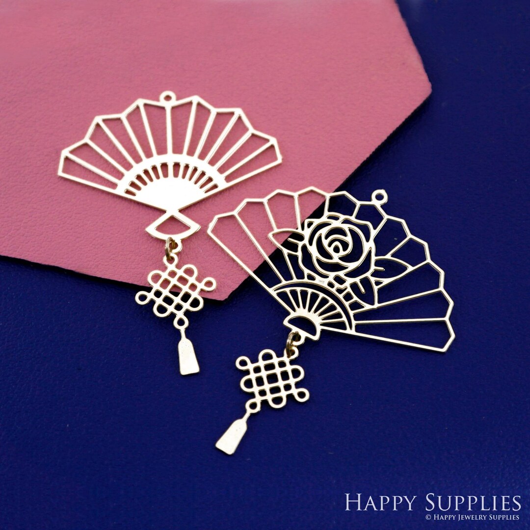 4pcs1set Fan Stainless Steel Charms, Knot Pendants, Earrings Findings ...