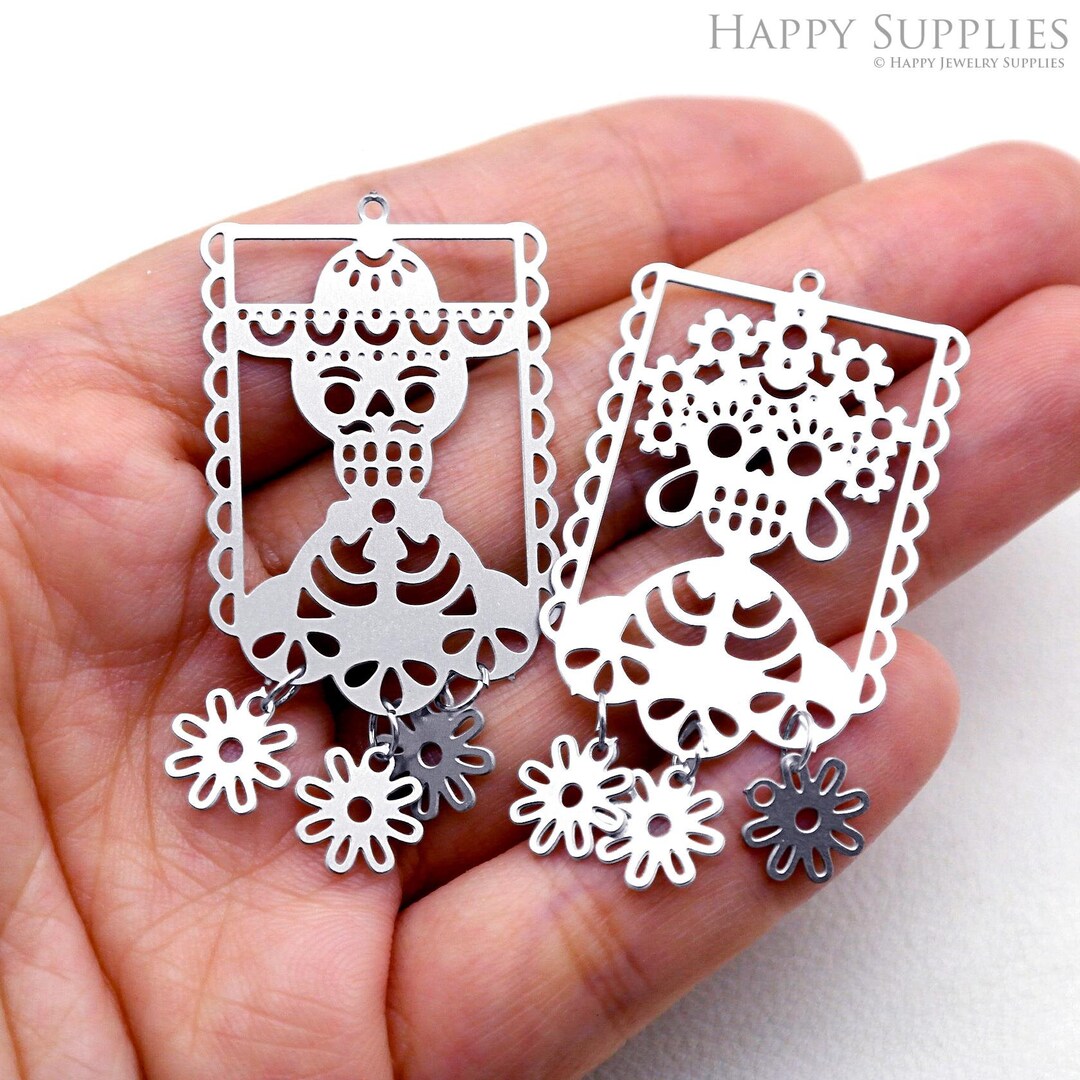 8pcs(1set) Dead Mexico Charms, Halloween Corroded Charms, Stainless ...