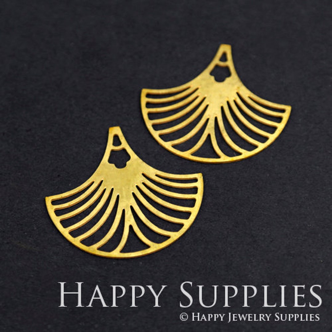 Raw Brass Fan Geometry Charms, Fan Geometry Pendants, Fan Brass Findings, DIY Geometric Necklace ...