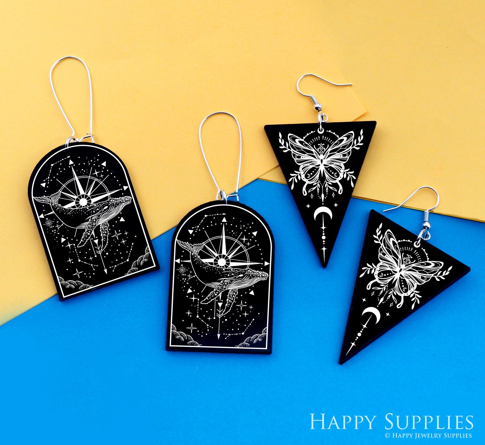 Black Acrylic Earrings Charms Moth Earring Charms - Etsy