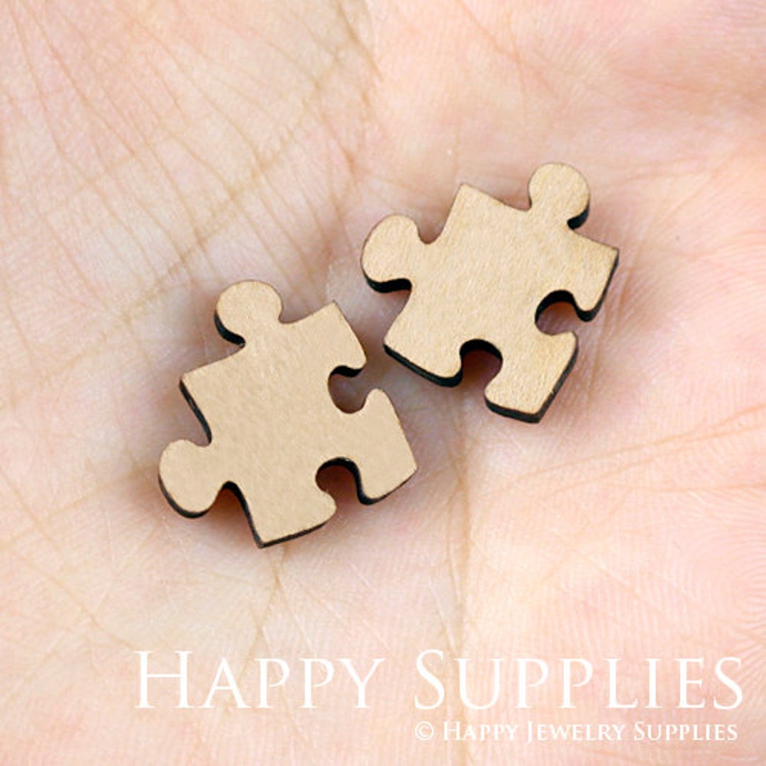 Puzzle Charms, Stud Earrings, Puzzle Earrings Findings, Wood Pendant ...