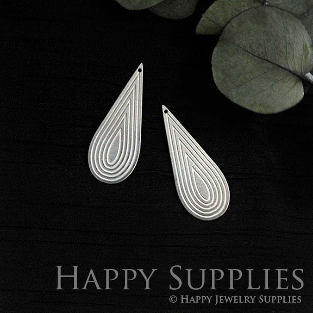 4pcs Diamond Teardrop Stainless Steel Charms, Teardrop Steel Charms ...