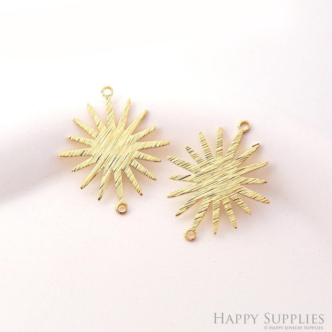 10pcs Brass Sunflower Charms Textured Sun Shaped Pendant Earring ...