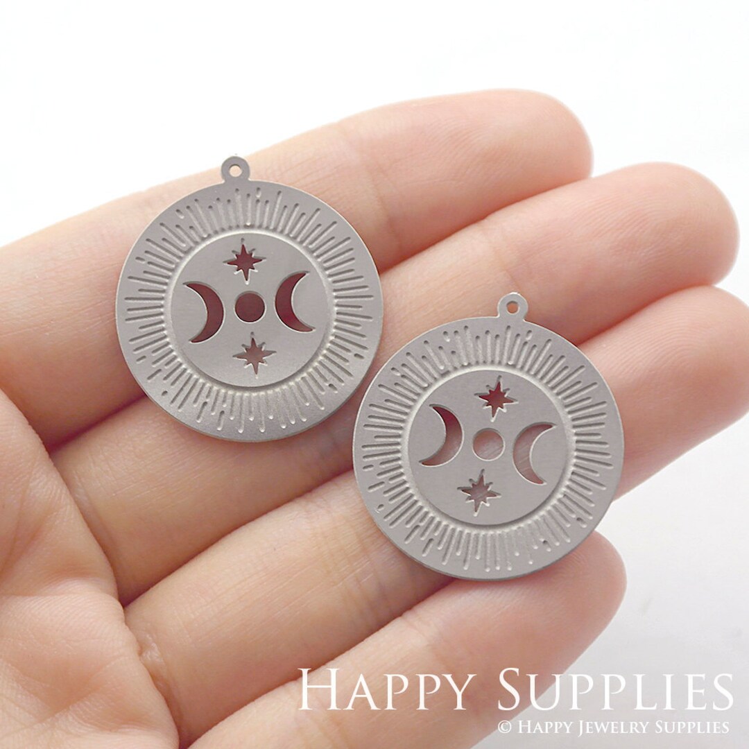 4pcs Moon Etched Stainless Steel Charms Corroded Geometry - Etsy
