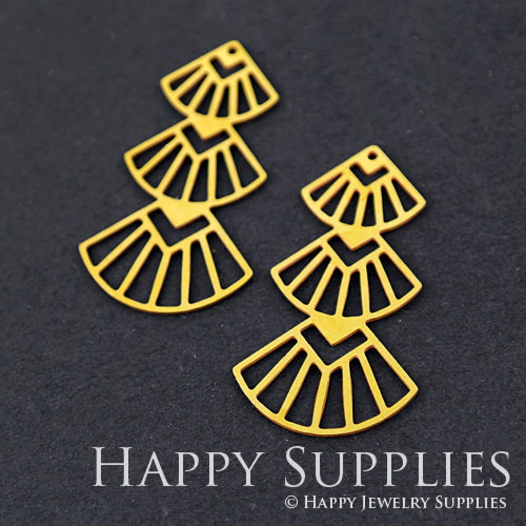 Raw Brass Sectors Geometric Charms Pendants, DIY Sector Necklace, Fan ...