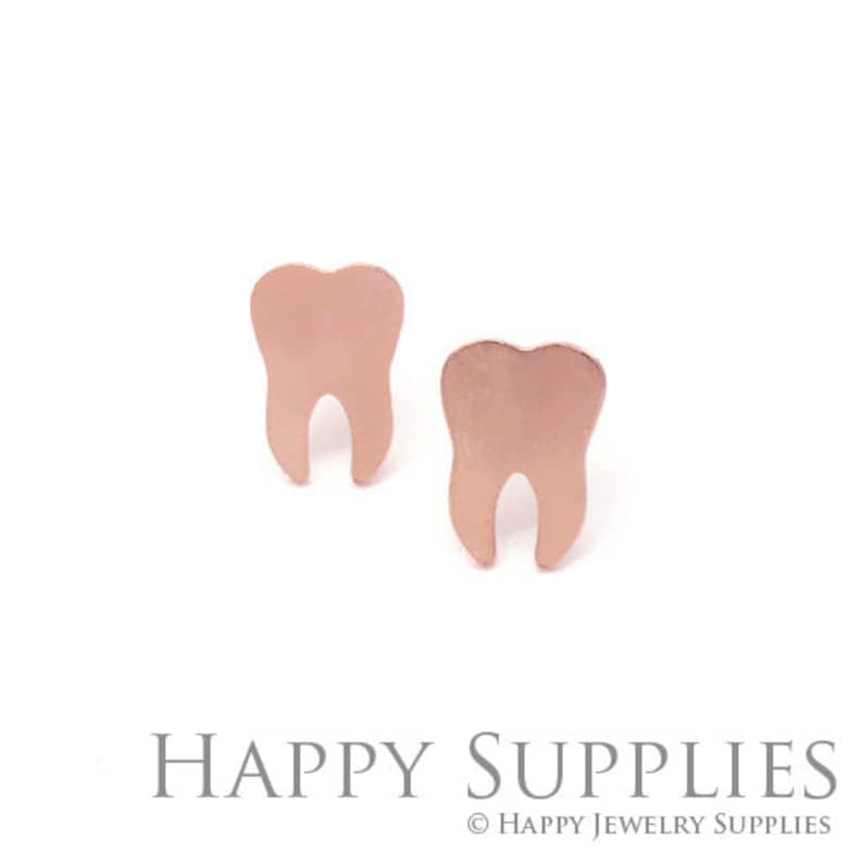 Nickel Free Tooth Earrings Golden/silver/rose Gold Tooth Stud - Etsy