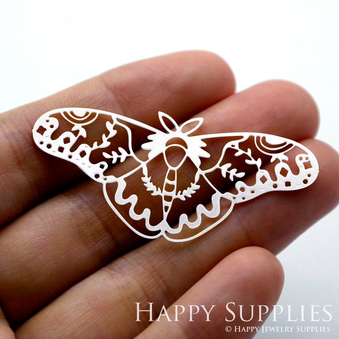 Stainless Steel Charms, Geometric Moth Pendants, Brass Findings ...