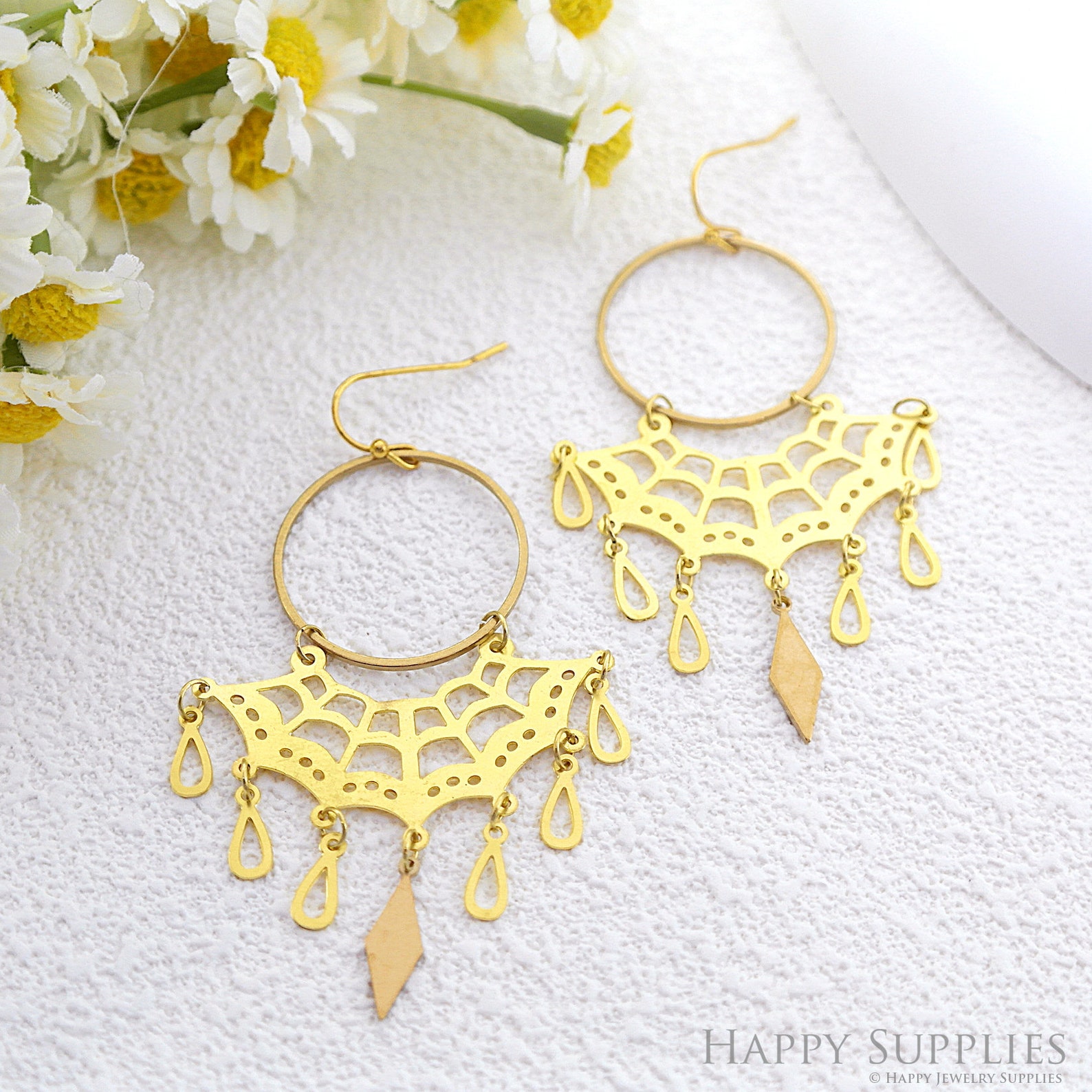 Brass Hammered Ladder Earring Connector Raw Brass Ladder Earring Charms ...