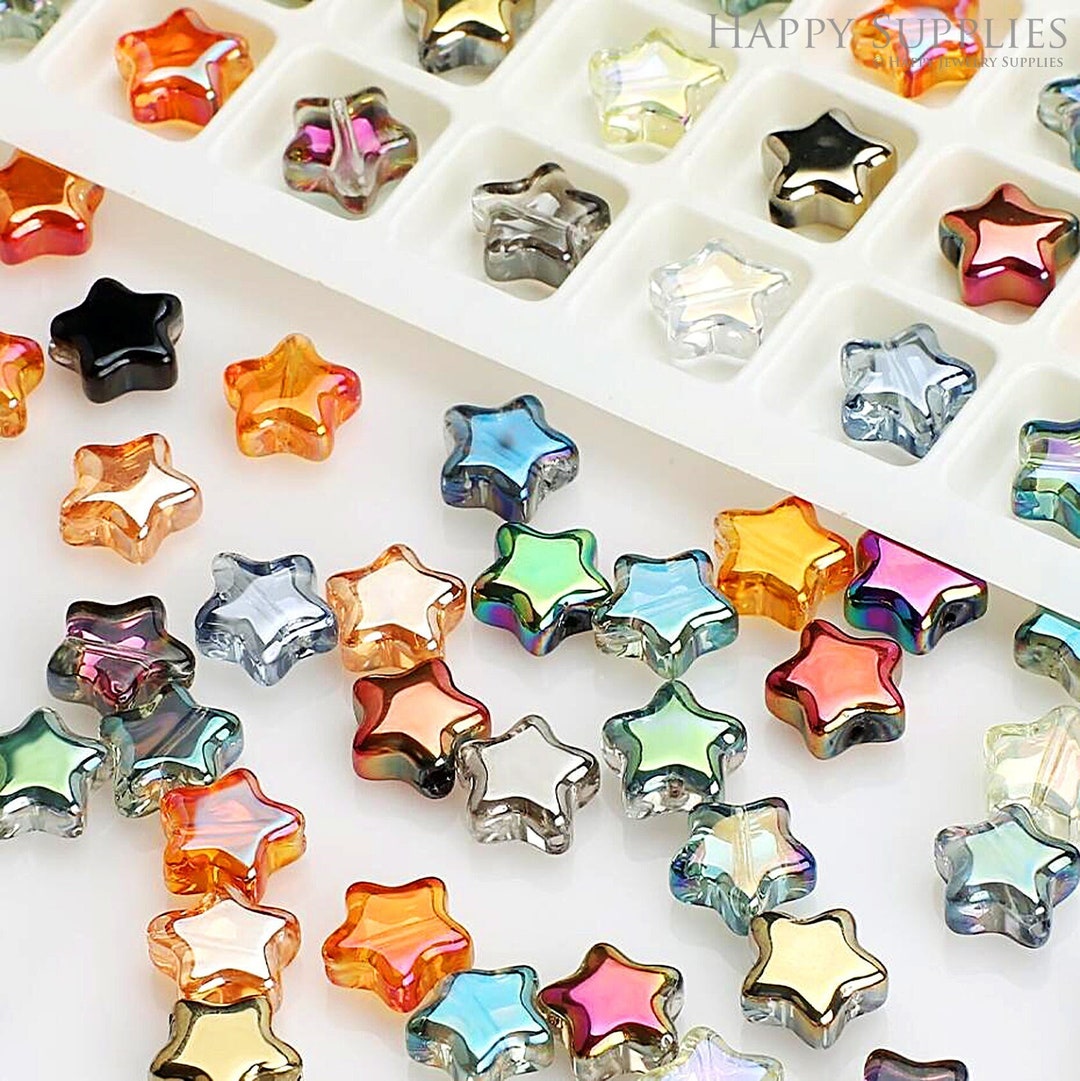 100pcs Crystal Star Beads , Sun Catchers Leaded Chandelier Crystal ...