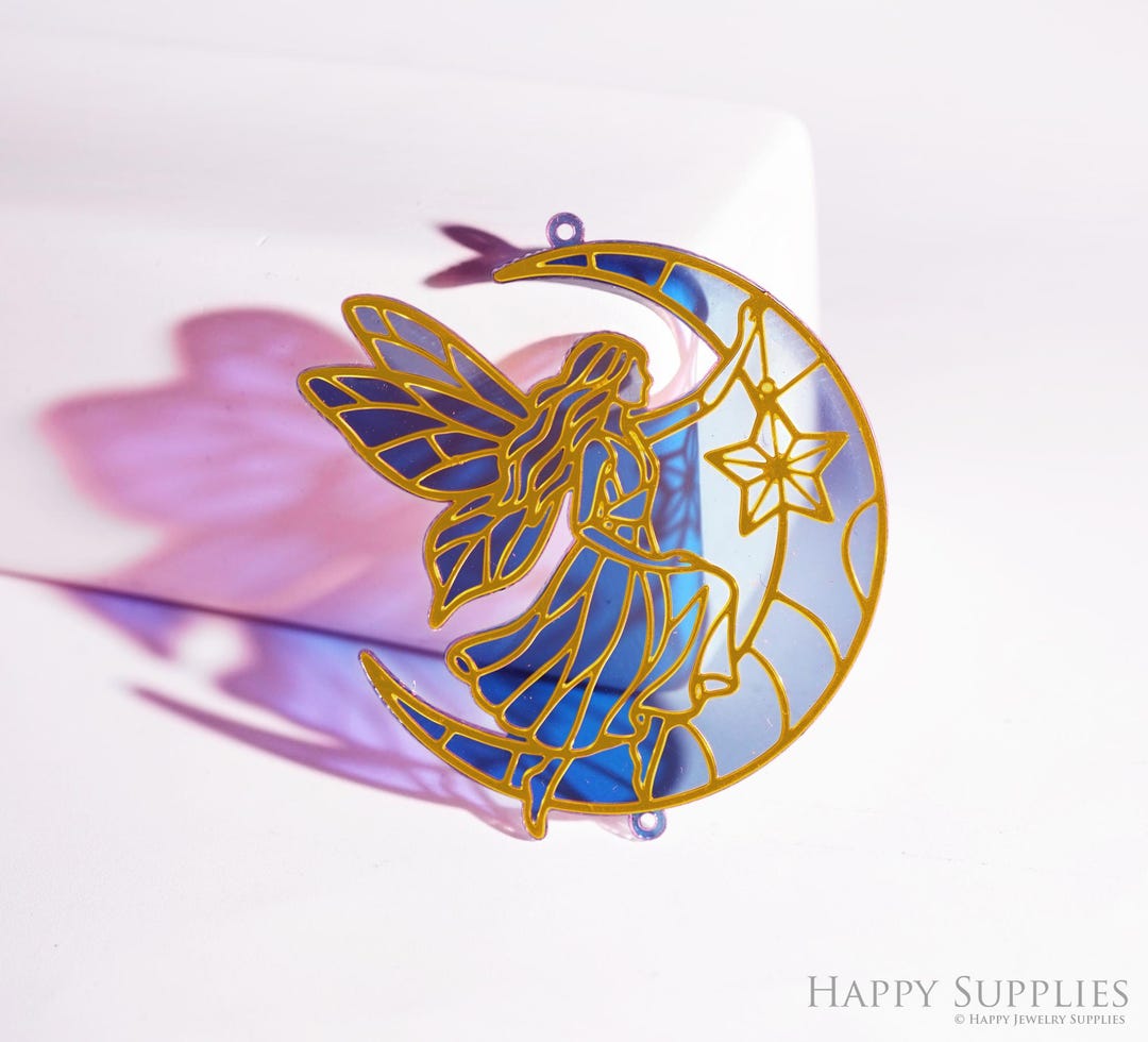 Rainbow Angel Charm,brass Prism Charm,iridescent Moon Light Catcher ...