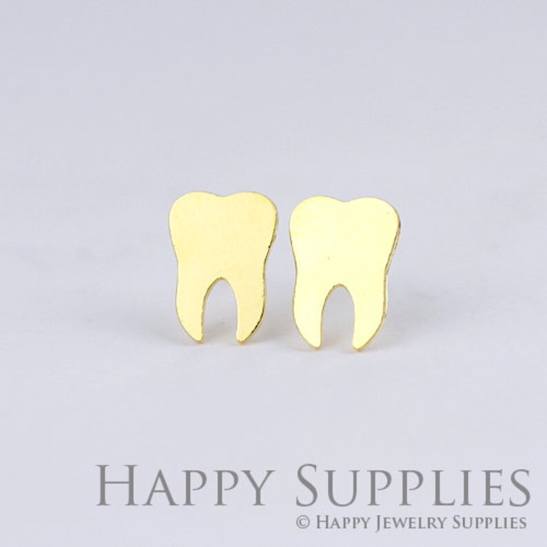 Nickel Free Tooth Earrings Golden/silver/rose Gold Tooth Stud - Etsy