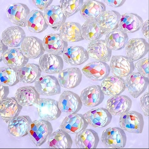 100pcs Glass Ball for Suncatcher Aura Small Crystal Ball AB Aurora ...