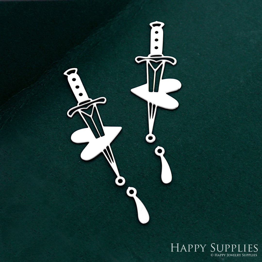 4pcs(1set)stainless Steel Charms, Sword Pendants, Steel Findings ...