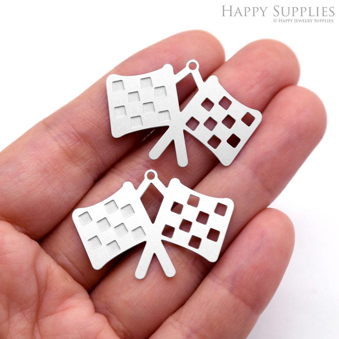 Checkered Flag Etched Stainless Steel Charms, Checkered Flag Corroded ...