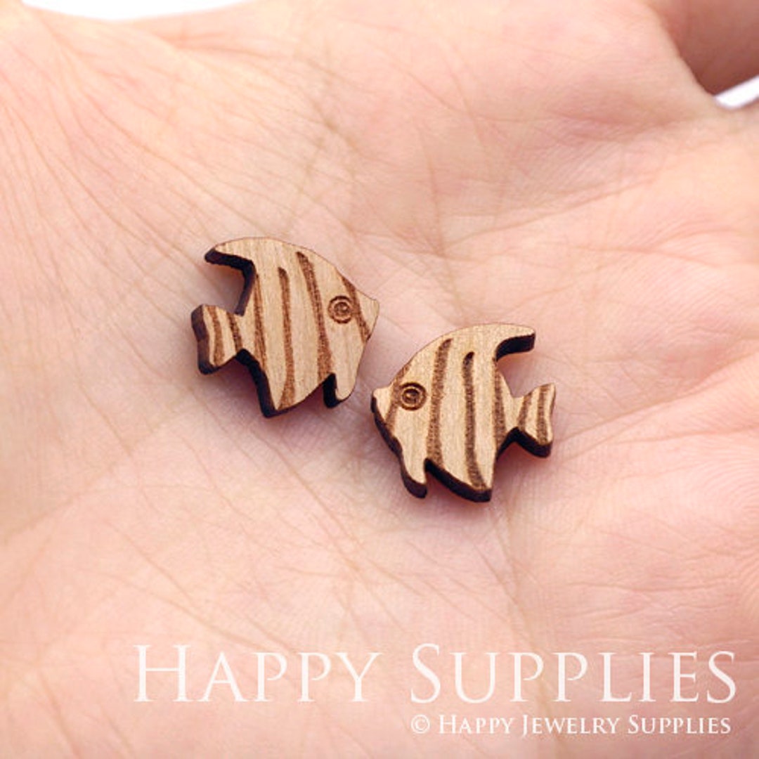 Fish Charms, Stud Earrings, Christmas Earrings Findings, Wood Pendant ...