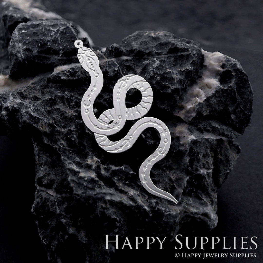 Snake Etched Stainless Steel Charms, Corroded Snake Steel Charms, Snake ...