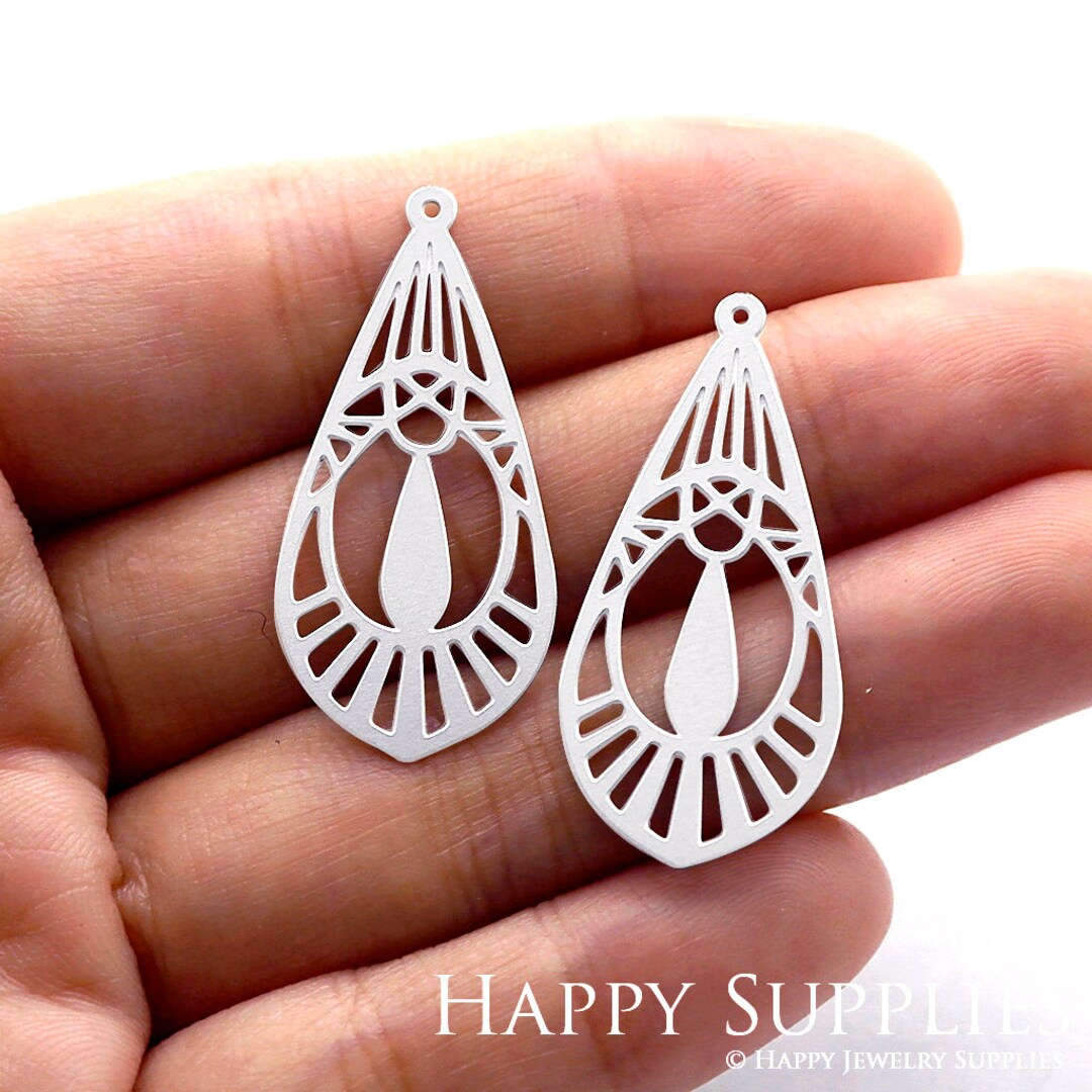 Geometric Teardrop Stainless Steel Charms, Teardrop Charms, Geometry ...