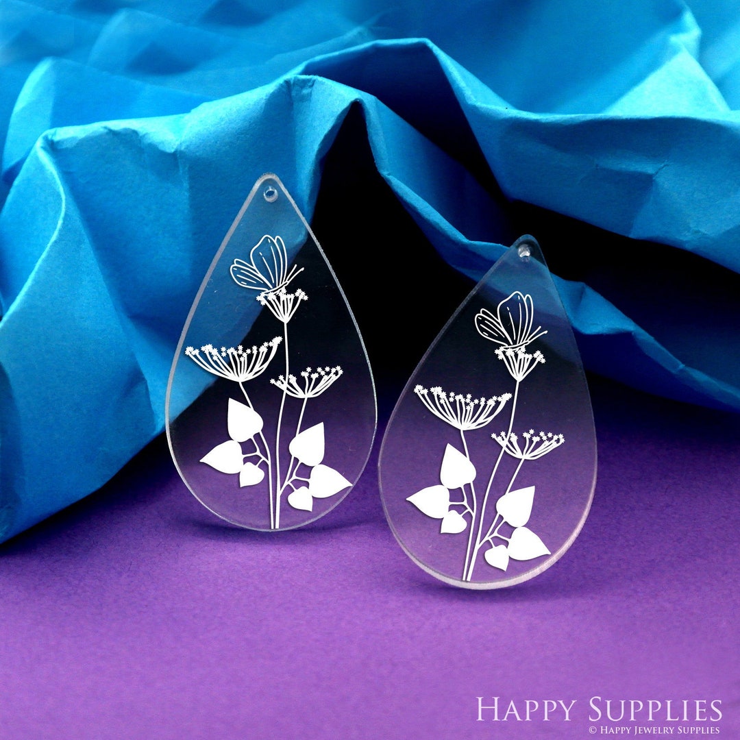 Teardrop Acrylic Earrings Charms Butterfly Earrings Charms Flower ...