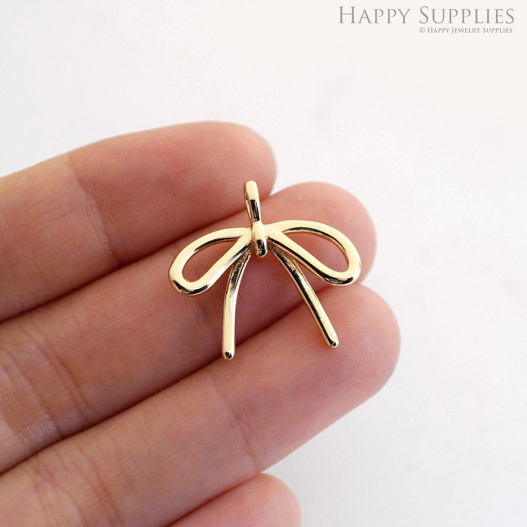 10pcs Alloy Charm, Gold Tone Bow Pendant, Metal Bow Charm, Jewelry ...