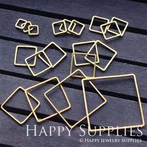 Brass Square Ring Charms - Raw Brass Square Earrings Charms - Brass ...