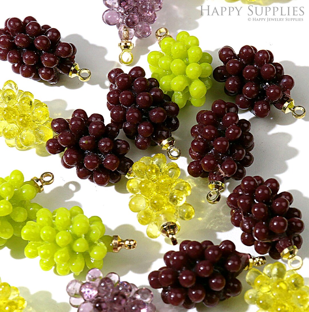10pcs Green Grapes Charms Resin Fruit Pendant DIY Bracelet Necklace ...