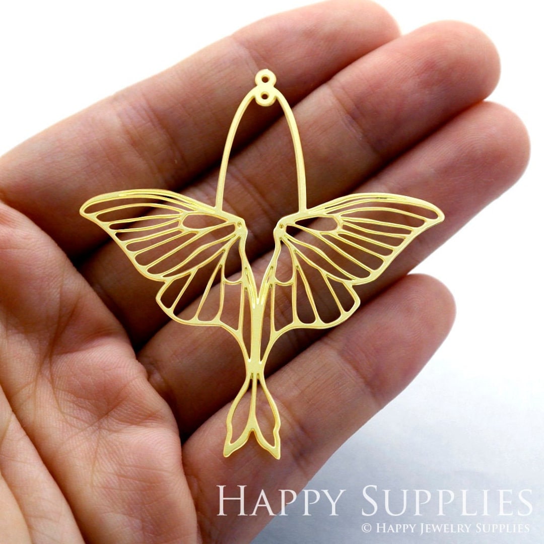 Raw Brass Charms, Wing Pendants, Brass Findings, Necklace Pendants ...