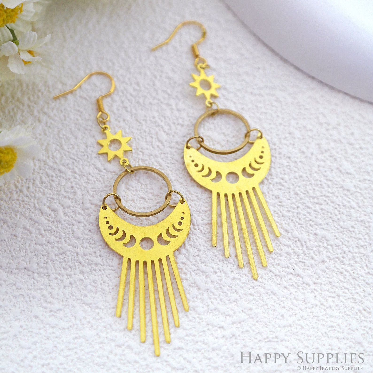 Brass Hammered Ladder Earring Connector Raw Brass Ladder Earring Charms ...