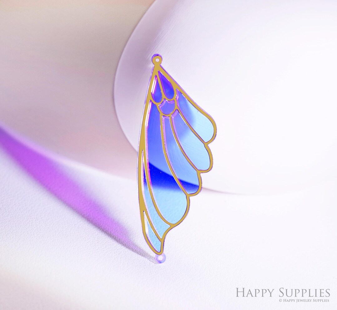 Rainbow Wing Charm, Brass Prism Charm,iridescent Wings Pendant ...