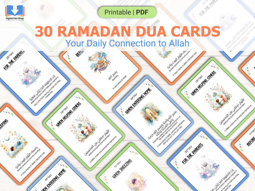 30 Ramadan Dua Cards, Printable Ramadan Flashcards, Ramadan Mubarak ...