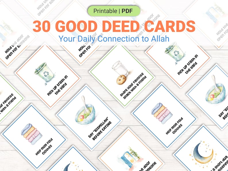 Printable Good Deed Cards - Ramadan Islamic Kindness Cards for Kids ...