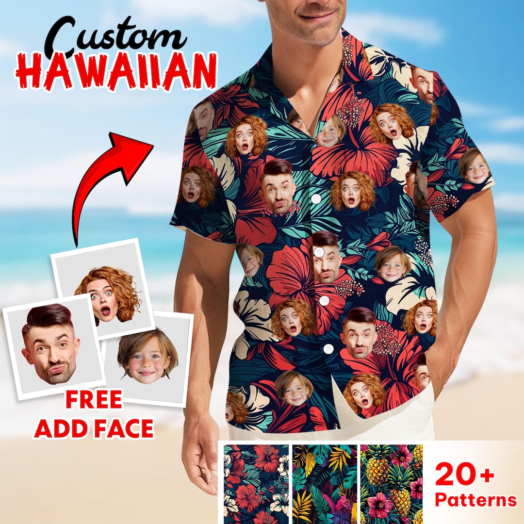 Personalized Tropical Beach Hawaiian Shirt With Face, Custom Photo ...