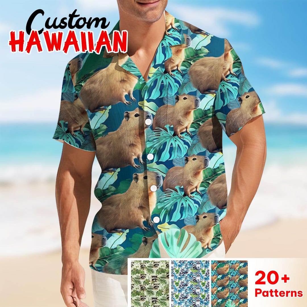 Capybara Tropical Hawaiian Shirt, Funny Animal Button Down Shirt, Aloha ...