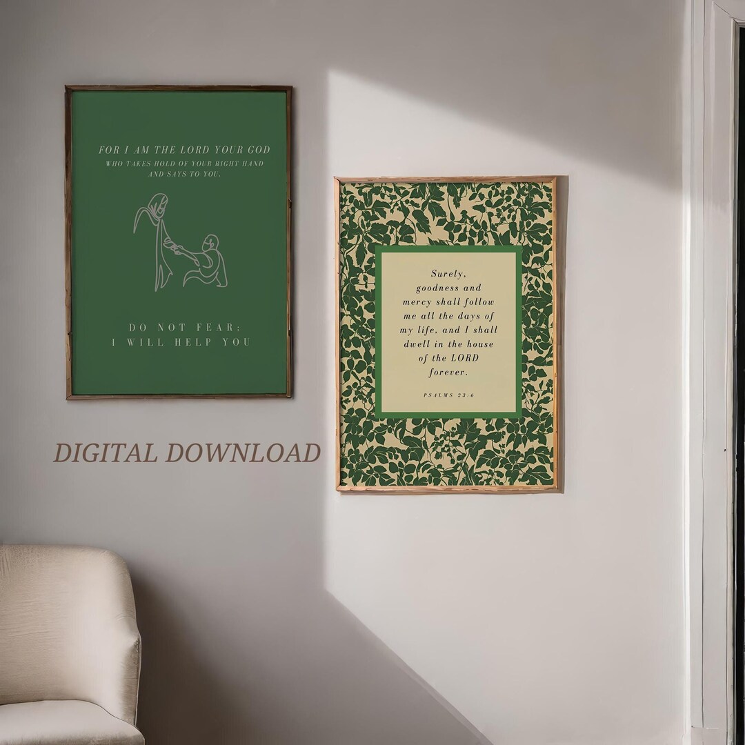 Christian Wall Art Set of 2 | Isaiah 41 13 + Psalms 21 6 Bible Verse ...