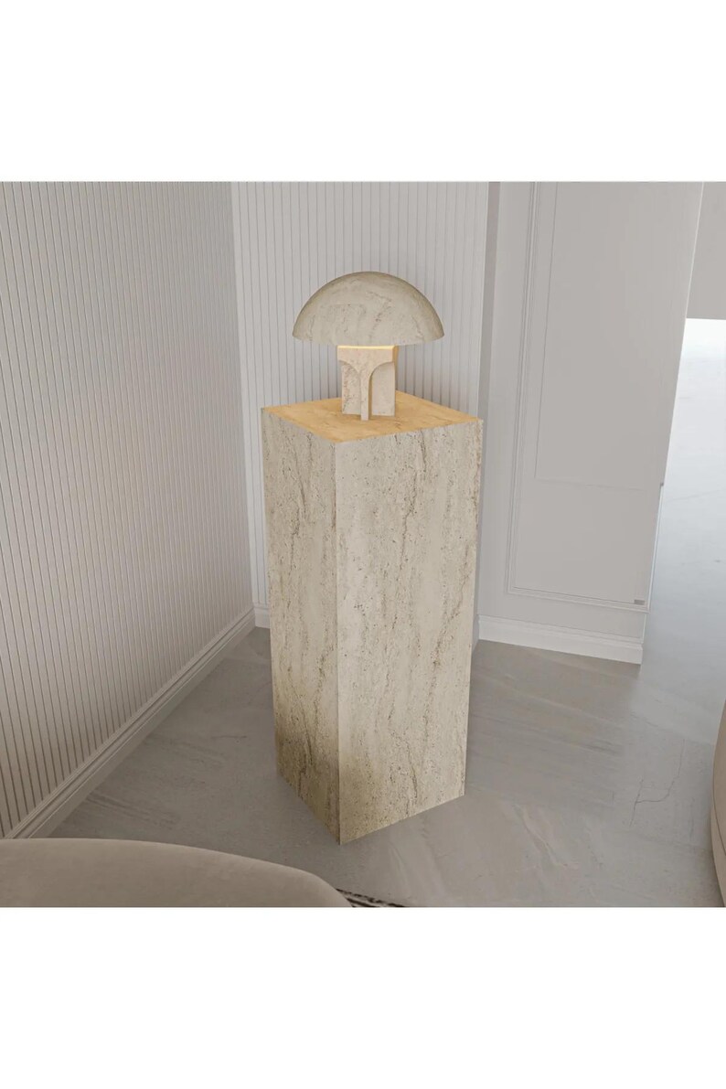Minimalist Travertine Look Side Table – Multi-purpose Bedside Table ...