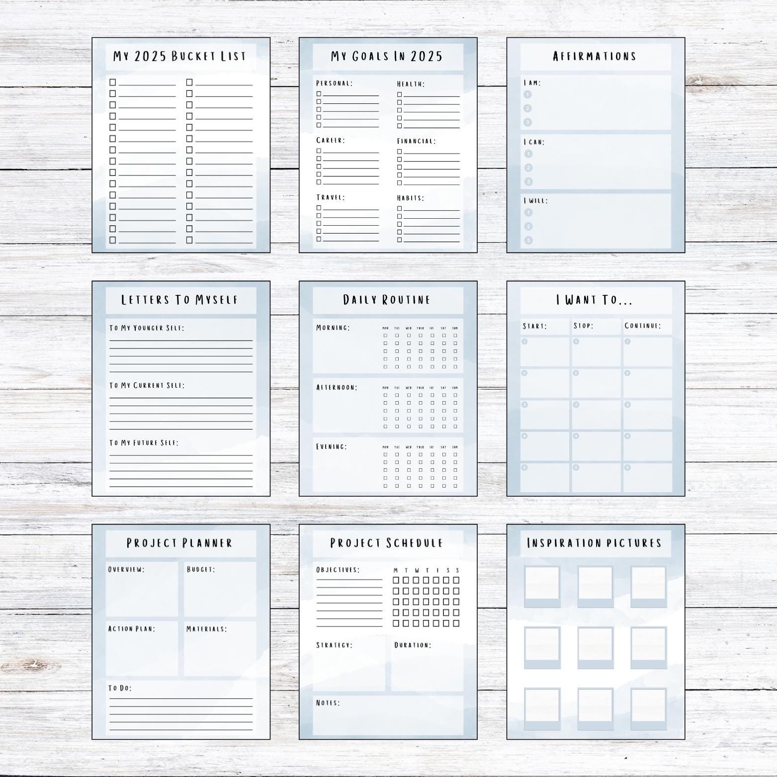 Vision Board Planner | Editable Template With Bucket List, Goal Setting ...